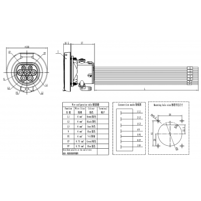 Type 2 Socket with cabling and Actuator